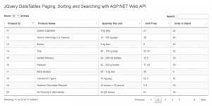 JQuery DataTables Paging Sorting And Searching With ASP NET Web API