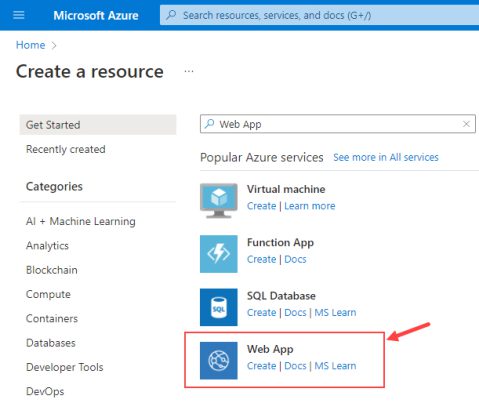 Create Azure App Services using Azure Portal