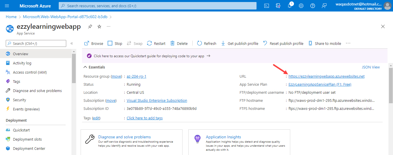 Create Azure App Services using Azure Portal